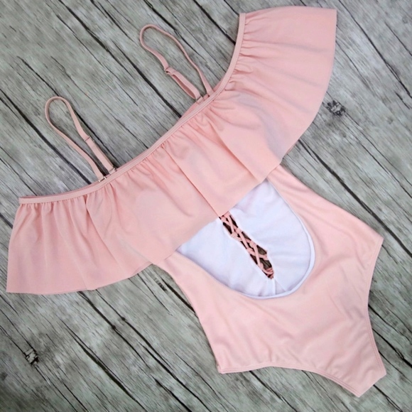 Swim | Ruffled Off Shoulder Corset Style Swimsuit | Poshmark